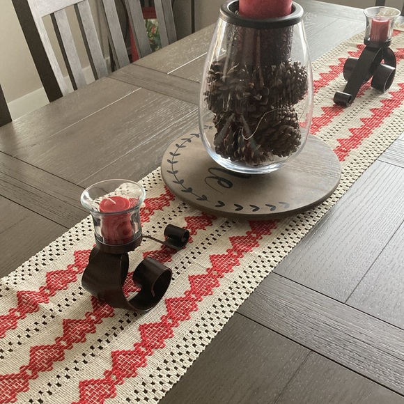 Kitchen | Valentines Table Runner Cotton Woven Twocolor Stitching ...